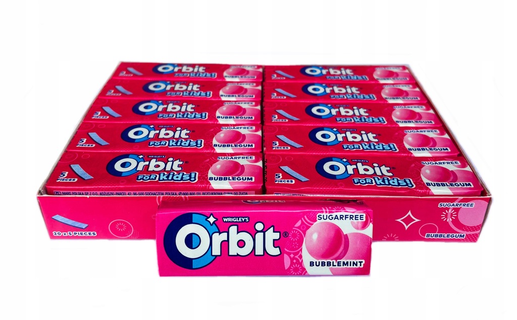 Guma Orbit FOR KIDS dzieci LISTKI owocowa 20 x 13g - 12293317530 ...