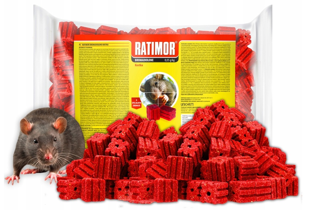 RATIMOR BRODMADIOLONE KOSTKA 10KG Forma: kostka 20gram bromadiolon ...