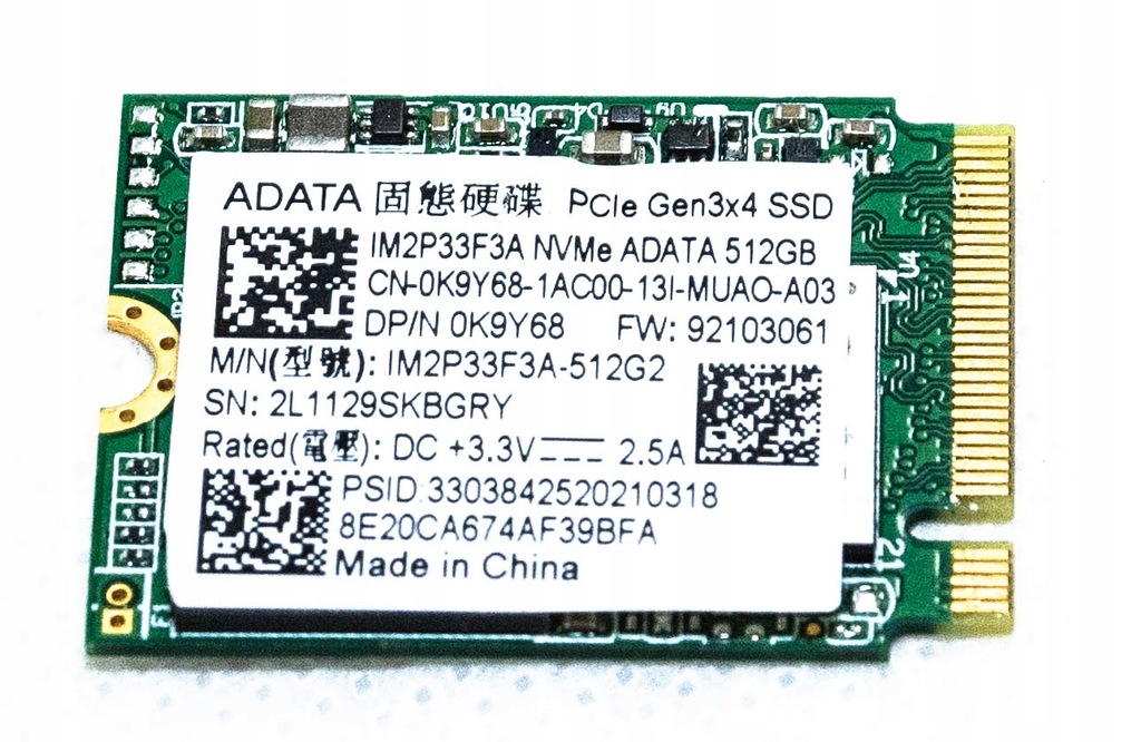 SSD Adata IM2P33F3A 512GB PCIe M.2 2230 NVMe Dell - 11901813194 ...