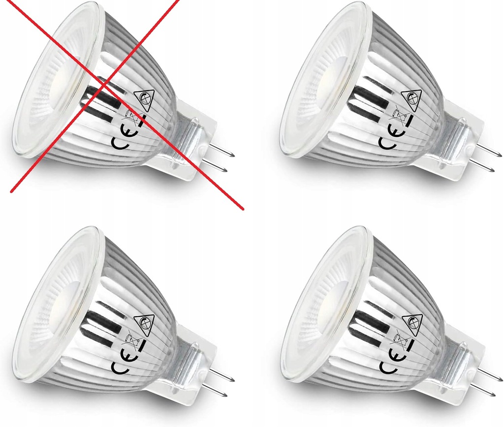 Żarówki LED GU4 MR11 AC/DC 12V 5W Neutralna biel 450Lm 3 szt zestaw ...