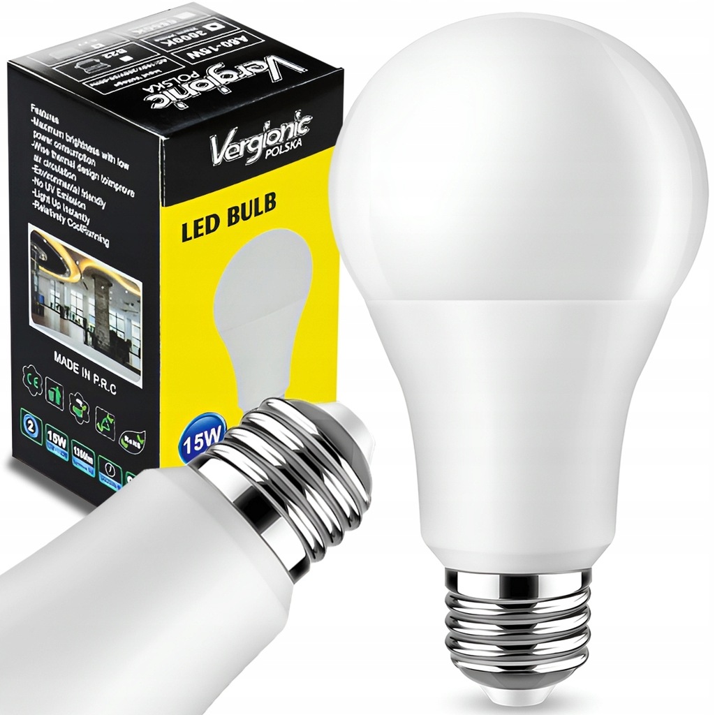 ŻARÓWKA LED E27 15W=150W KULA SMD 1350lm - 13544888990 - oficjalne archiwum Allegro