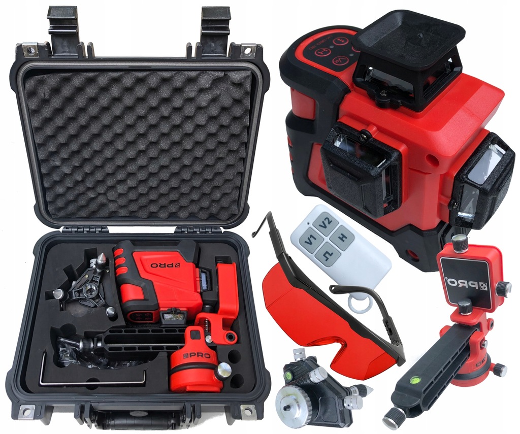 LASER PRO krzyżowy poziom pion skos 3D 360° +PILOT - 13439235536 ...