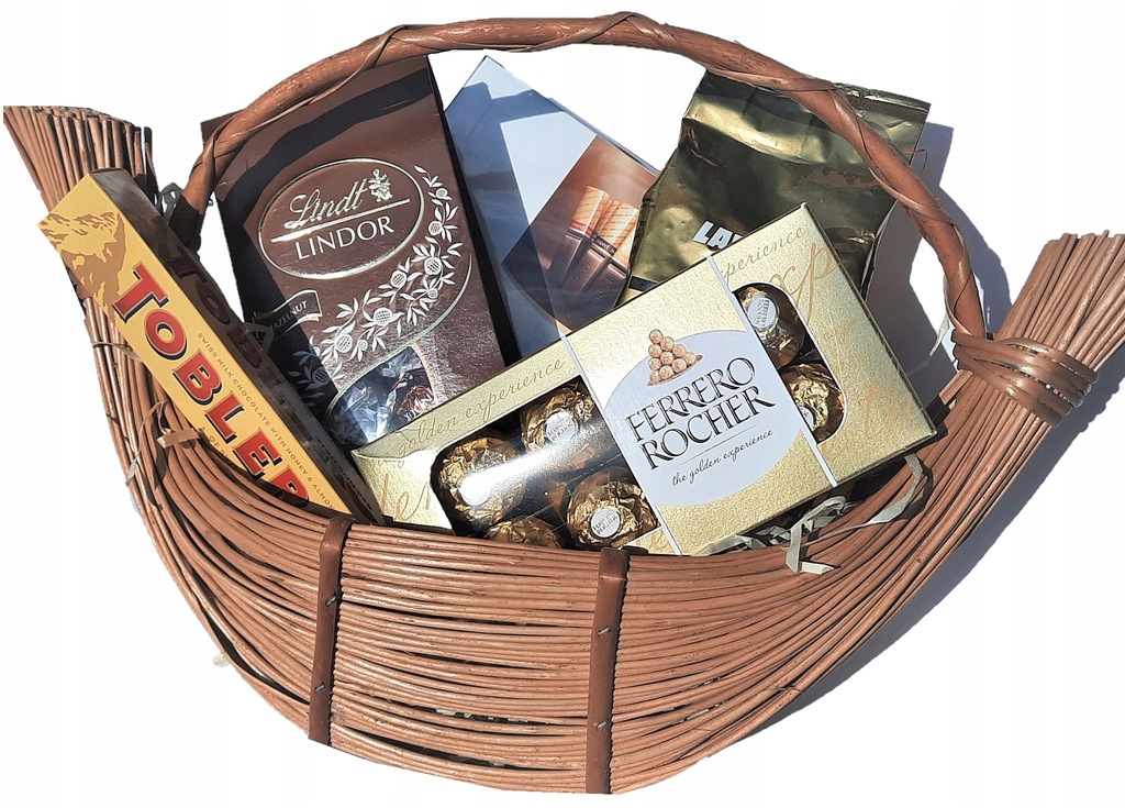 Kosz prezentowy koszyk upominkowy słodyczy prezent - 12814818843 - oficjalne archiwum Allegro