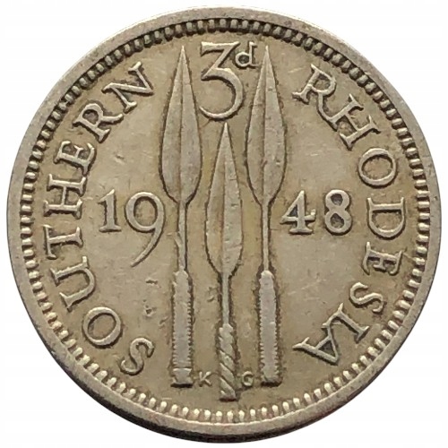 61960. Rodezja Południowa - 3 pensy - 1948r. - 17312025841 - oficjalne archiwum Allegro