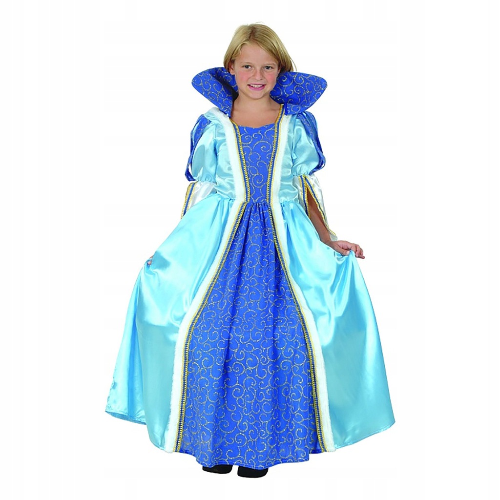 Strój Sukienka KSIĘŻNICZKA niebieska 110-120 cm - 8507541736 - oficjalne archiwum Allegro