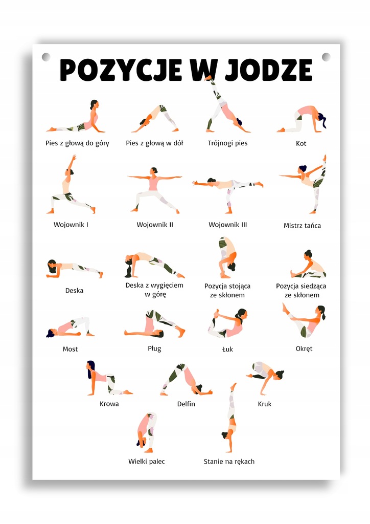 Tablica z pozycjami w jodze joga pozycje A4 - 12282282817 - oficjalne ...
