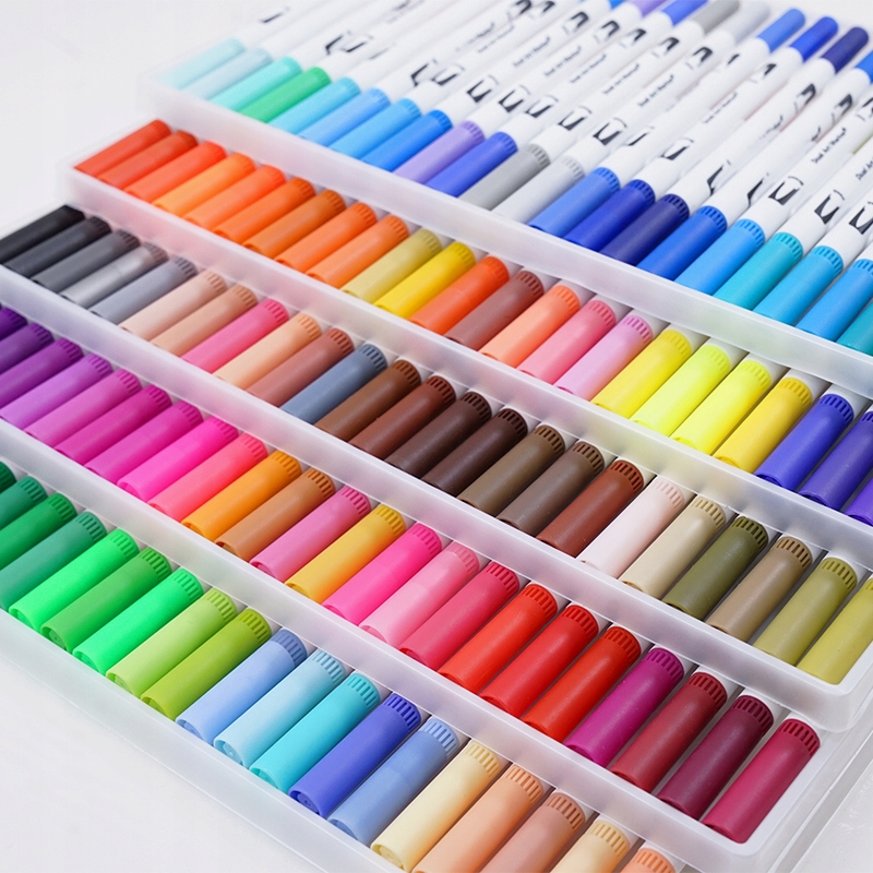 FLAMASTRY PĘDZELKOWE I CIENKOPISY 2W1 ZESTAW 120 - 12151077807 ...