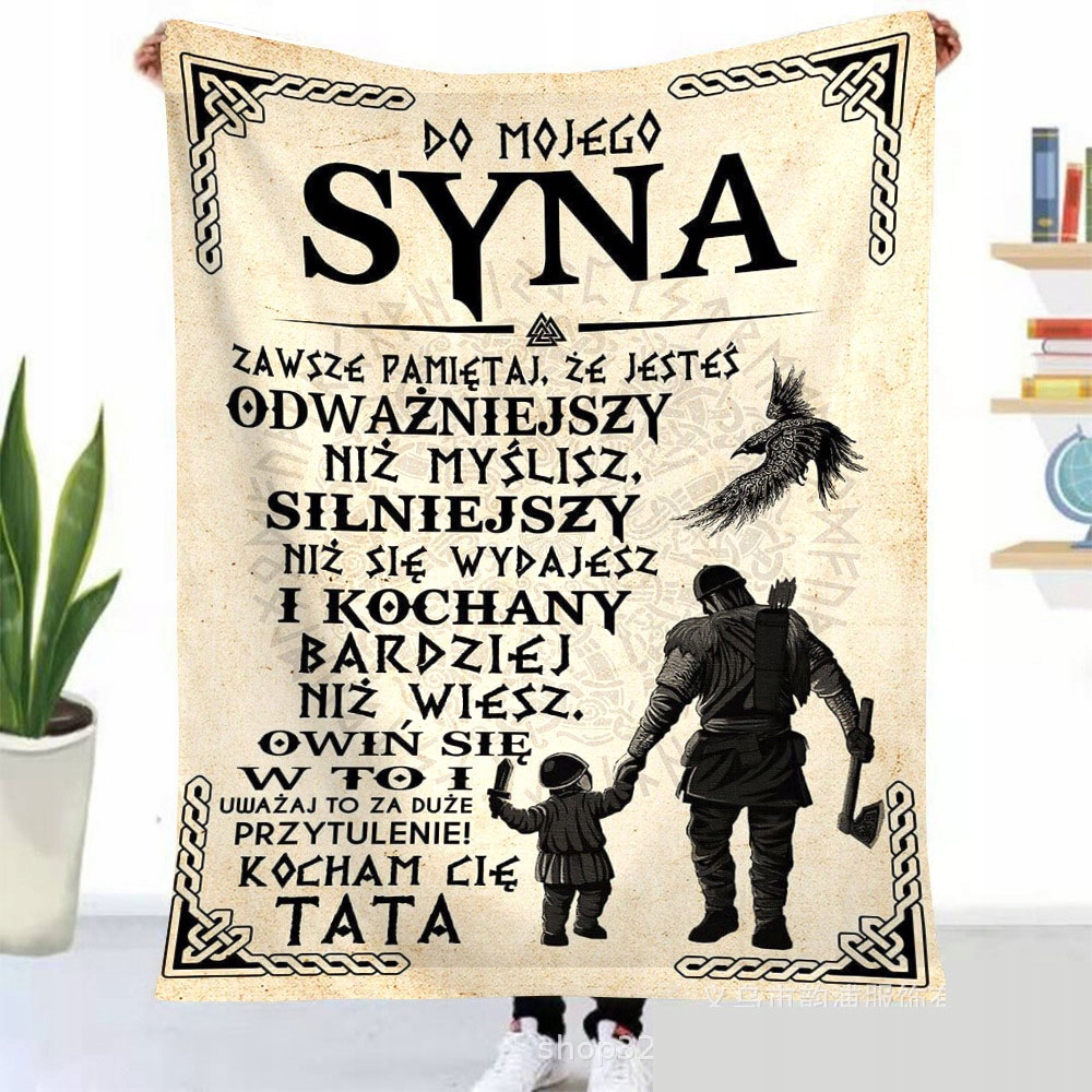 Koc, list od mamy do syna, koc w stylu wiadomośc - 12524041843 ...