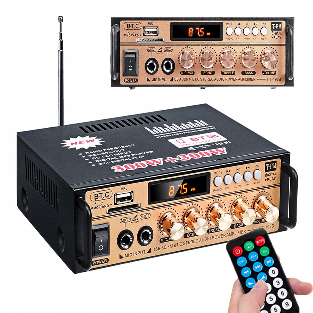 AMPLITUNER WZMACNIACZ BLUETOOTH MUZYCZNY ODTWARZACZ FM RADIO STEREO MINI - 14827327264 ...