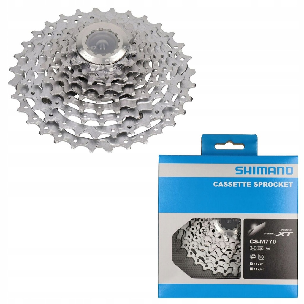SHIMANO CS-M770 Kaseta 9s Deore XT 11-32 - 10814841471 - oficjalne archiwum Allegro