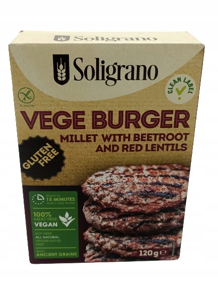Soligrano Vege burger z buraka i soczewicy 120gx8 - 11778566953 ...