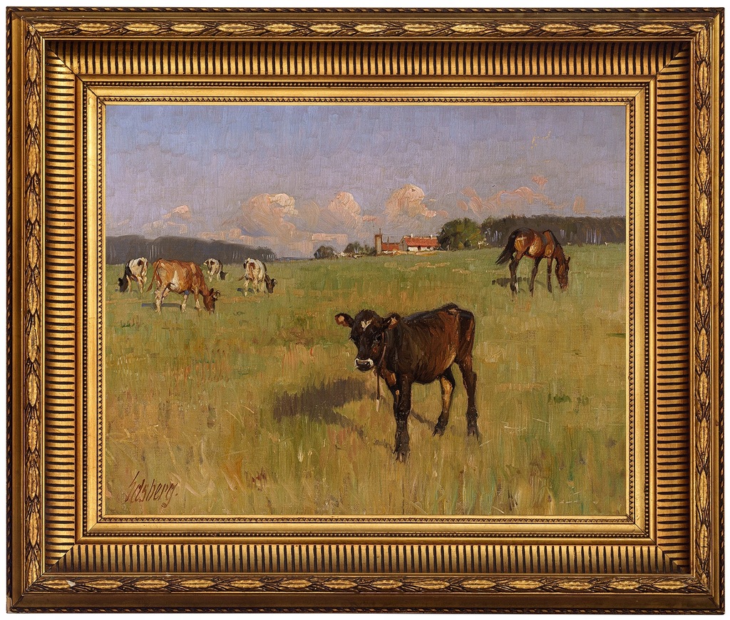 KROWY KNUD EDSBERG 1911-2003 STARY OBRAZ OLEJNY - 13672082370 ...