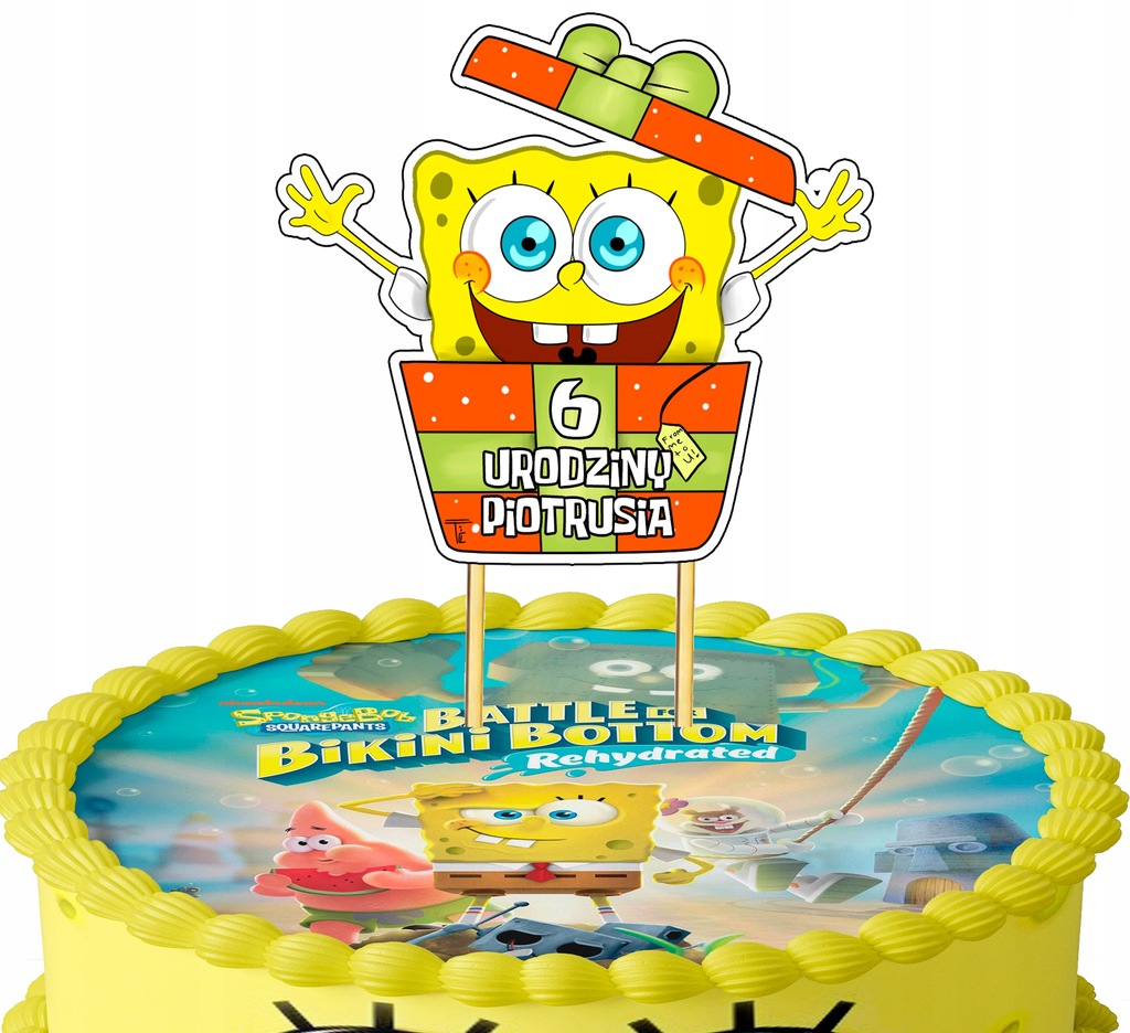 Topper Urodzinowy na tort SPONGEBOB + Imię Wiek - 13909414809 ...