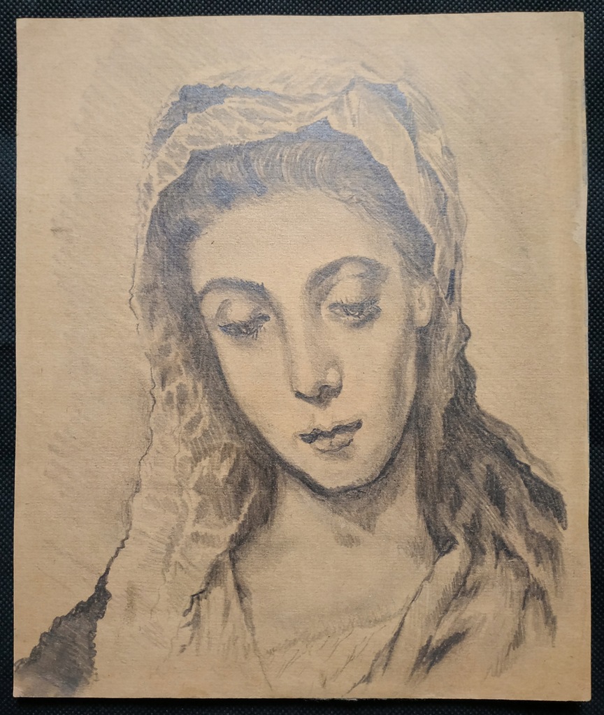 Portret pięknej kobiety stary rysunek - 13184854141 - oficjalne ...