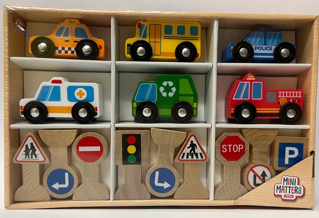 Drewniane samochody i znaki drogowe 15 szt - 12763503611 - oficjalne archiwum Allegro