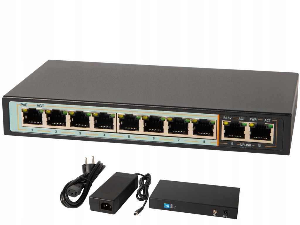 Switch POE 8* RJ45 + 2*UpLink Extend 250m 100Mb/s - 10987976965 ...