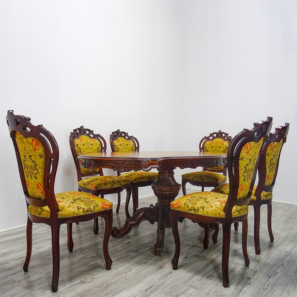 LUDWIK Meble do jadalni Stół Krzesła 6 NOWE OBICIE - 11433635754 ...