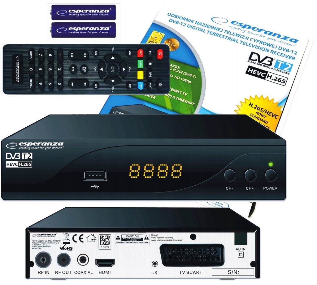 DEKODER TUNER TV NAZIEMNEJ HD DVB-T2 HEVC H.265 - 12413510179 ...
