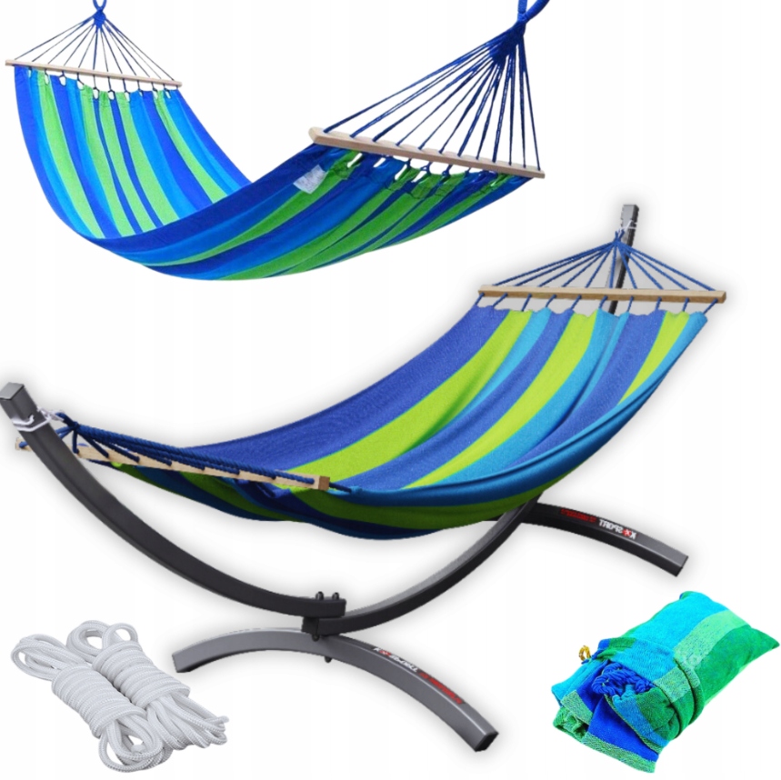 Hamak ze stelażem ogrodowy dwuosobowy stelaż do hamaka stalowy ...