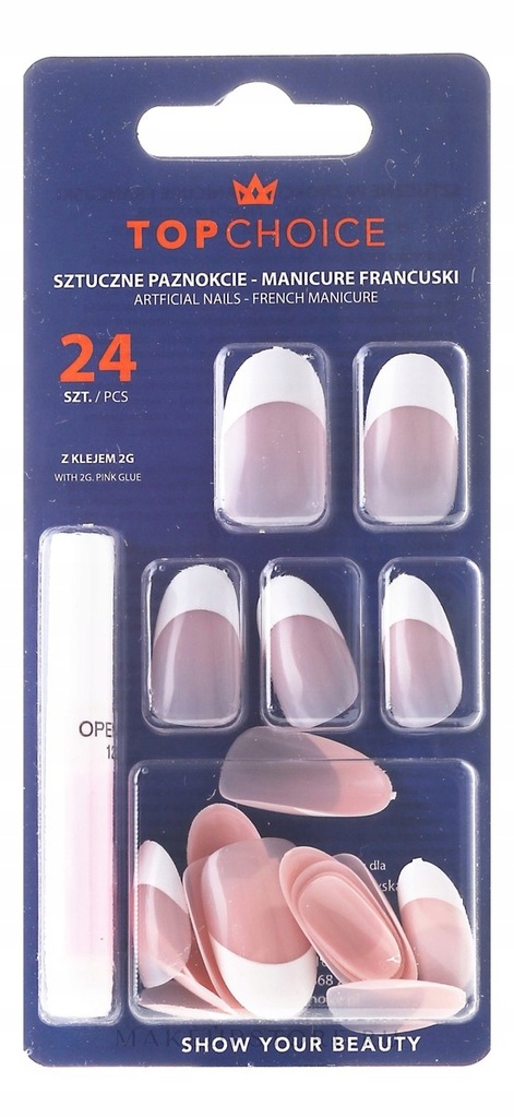 Top Choice Sztuczne paznokcie z klejem 74165 24szt - 11880378318 ...