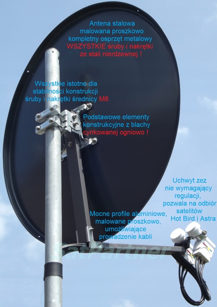 Antena Satelitarna Czasza HD 90 Zez Hot Bird Astra - 6779780305 - oficjalne archiwum Allegro