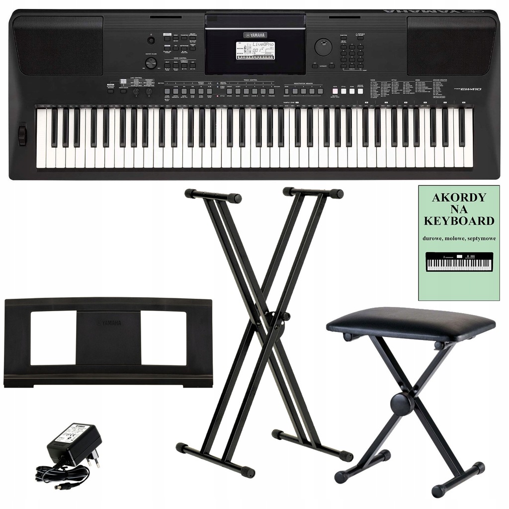 YAMAHA PSR-EW410 Keyboard-sampler + Statyw + Ławka - 11412717999 - oficjalne archiwum Allegro