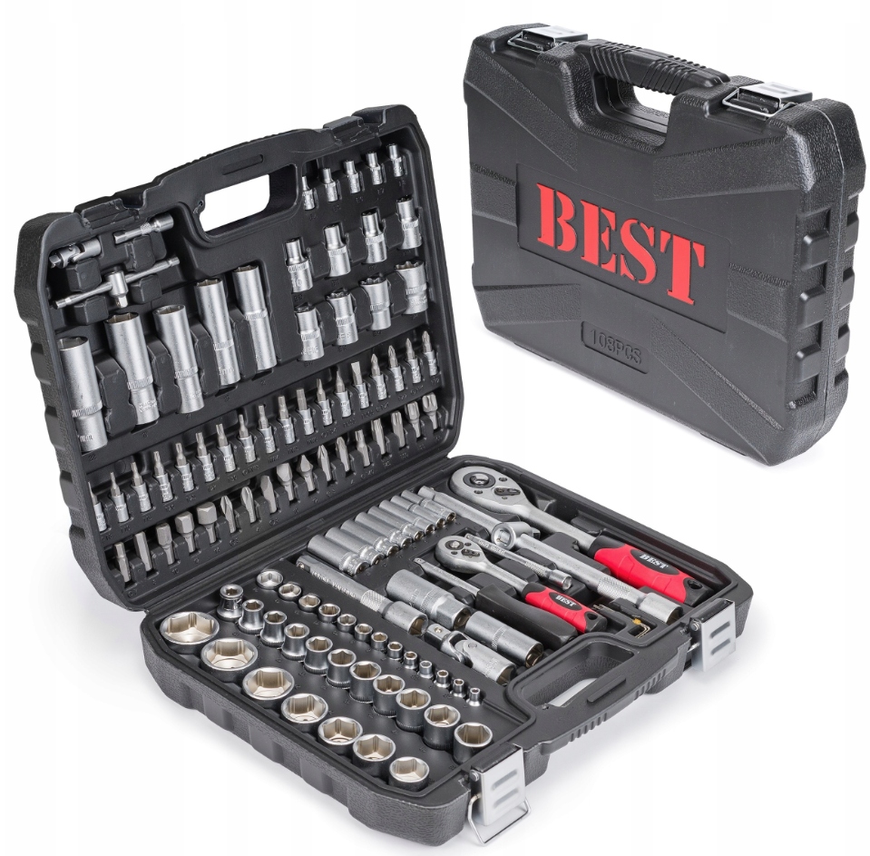 ZESTAW 108 KLUCZY KLUCZE NASADOWE TORX CRV BEST - 8728352194 - oficjalne archiwum Allegro