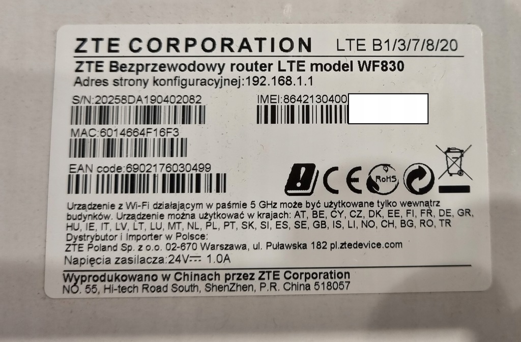Router ZTE WF830 NET BOX 3.0 4G LTE ULTRA NETBOX - 11030074272 ...