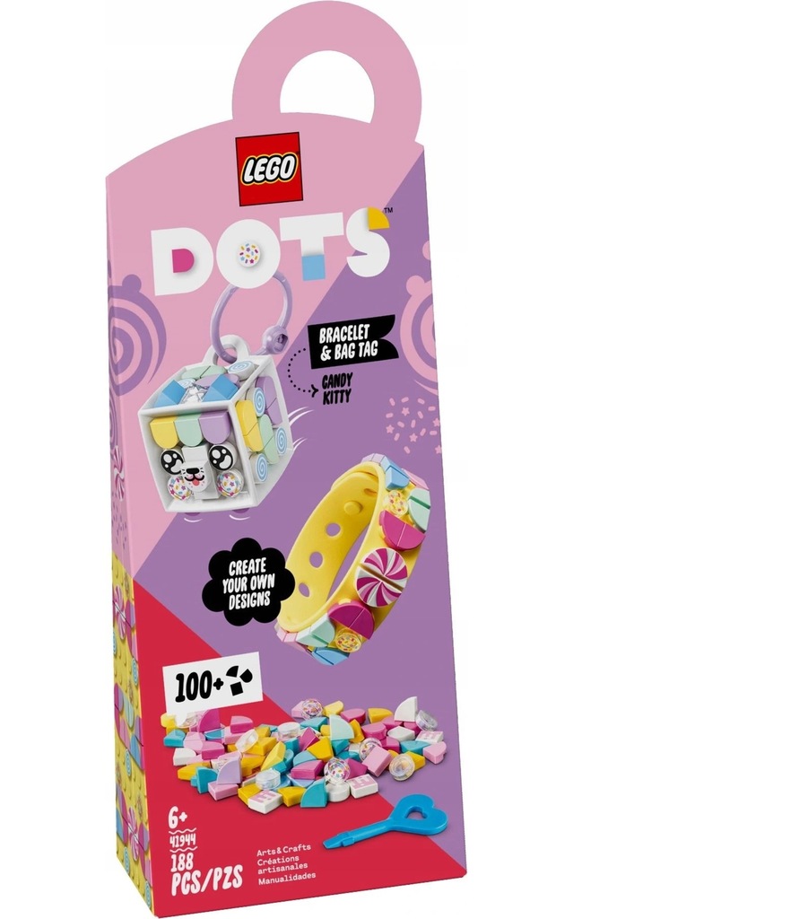 LEGO DOTS Cukierkowa kicia bransoletka i zaw 41944 - 12232232989 ...