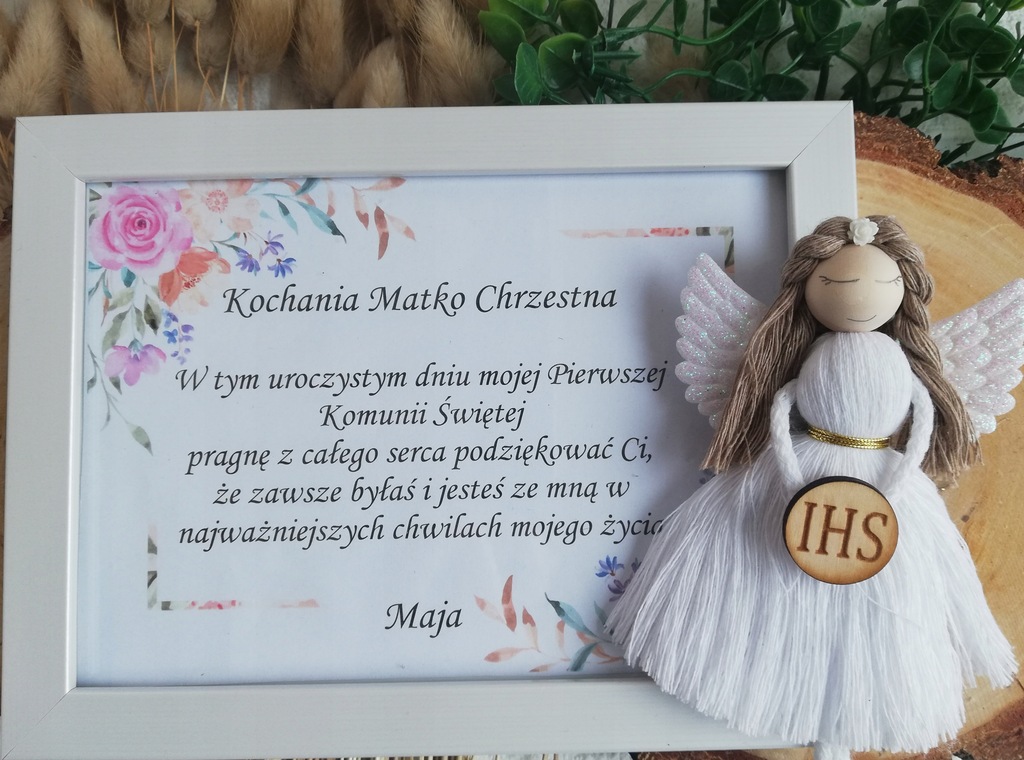 anioł aniołek komunia podziękowanie dla chrzestnych matki chrzestnej babci - 15220092322 ...