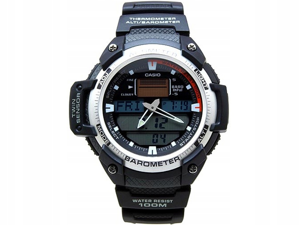 MĘSKI ZEGAREK CASIO SGW-400H-1B TERMOMETR BAROMETR - 7793139228 - oficjalne archiwum Allegro