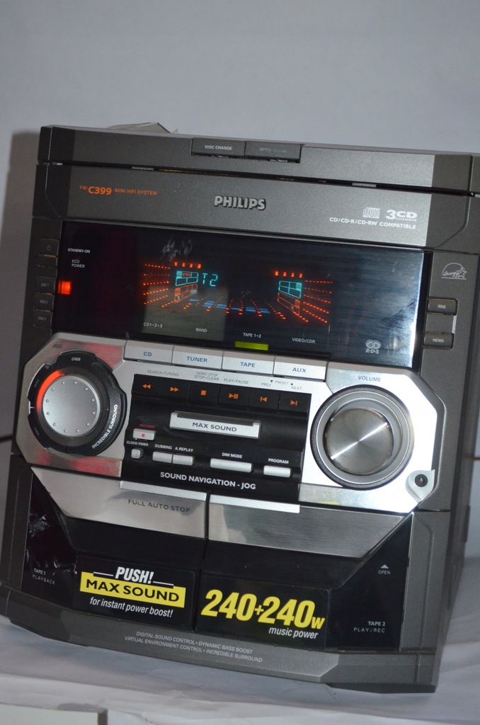 Wieża PHILIPS FW-C399 HIFI SYSTEM 3CD POTĘGA BAS - 12306304194 ...