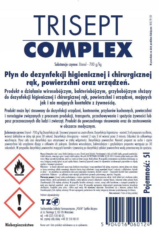 Trisept Complex Do Dezynfekcji Płyn 5l Dezynfekcja - 12476493071 ...