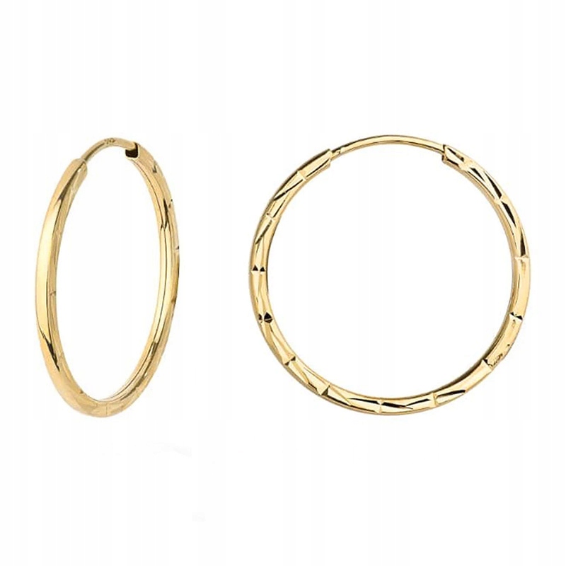 OKRĄGŁE ZŁOTE KOLCZYKI pr. 585 KÓŁKA KOŁA 13mm 14k - 13143015366 - oficjalne archiwum Allegro