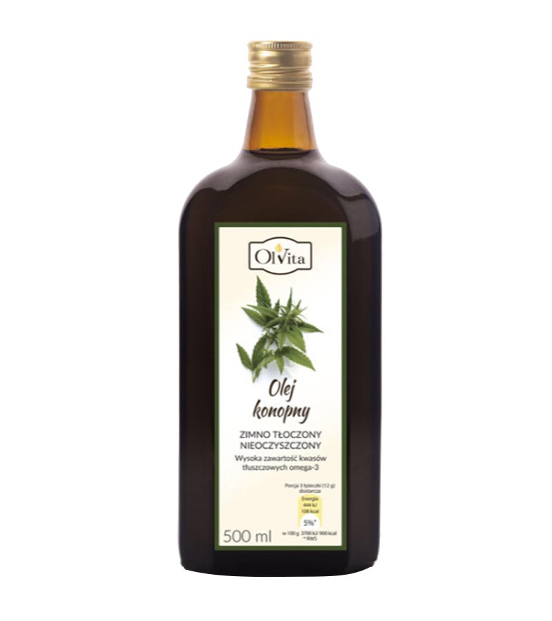 ŚWIEŻY Olej konopny, z nasion konopi 500ml O'lvita - 9481448177 - oficjalne archiwum Allegro