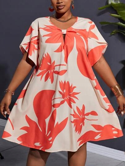 SHEIN SUKIENKA MIDI BEŻOWO-POMARAŃCZOWA WE WZÓR PROSTA 3XL 453 - 17379359160 - oficjalne ...