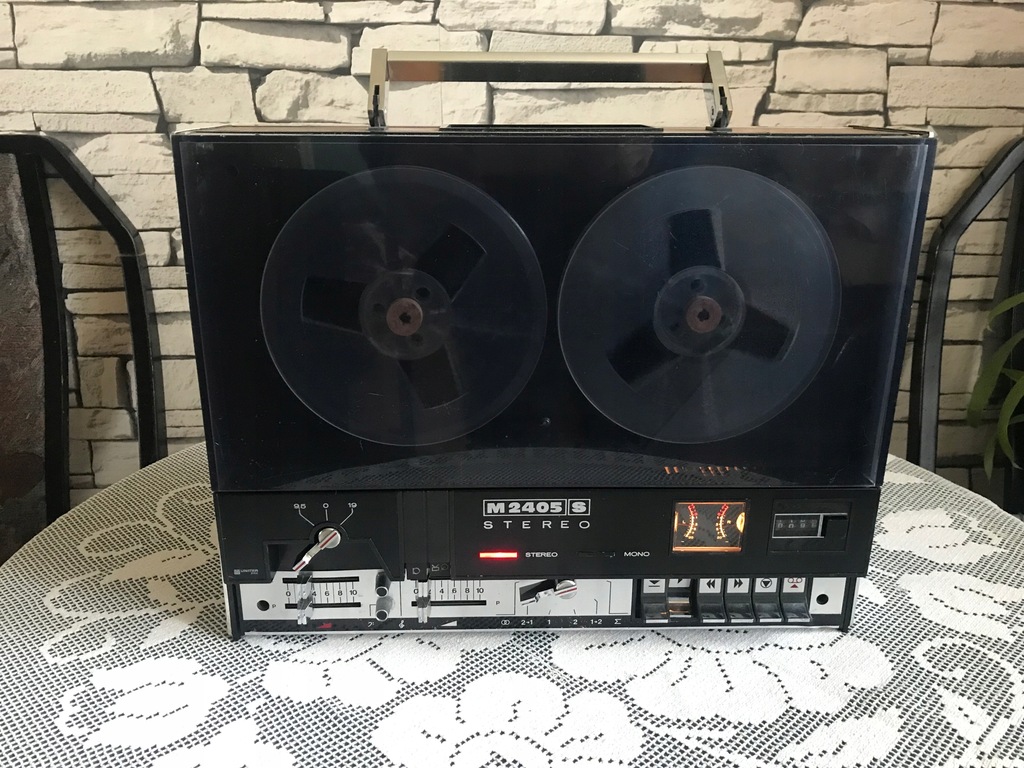 Magnetofon szpulowy PRL Unitra M2405S, nowe paski - 13438257894 - oficjalne archiwum Allegro