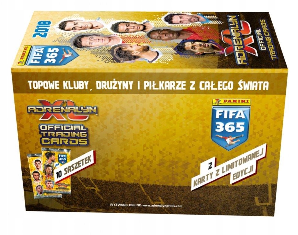 FIFA 365 2018 GIFT BOX 10 SASZETEK Z KARTAMI PIŁKARSKIMI + 2 KARTY ...