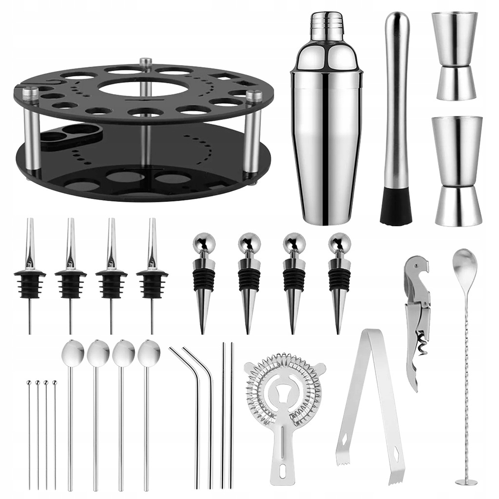 PROFESJONALNY ZESTAW BARMAŃSKI DO DRINKÓW SHAKER 30 ELEMENTY ...