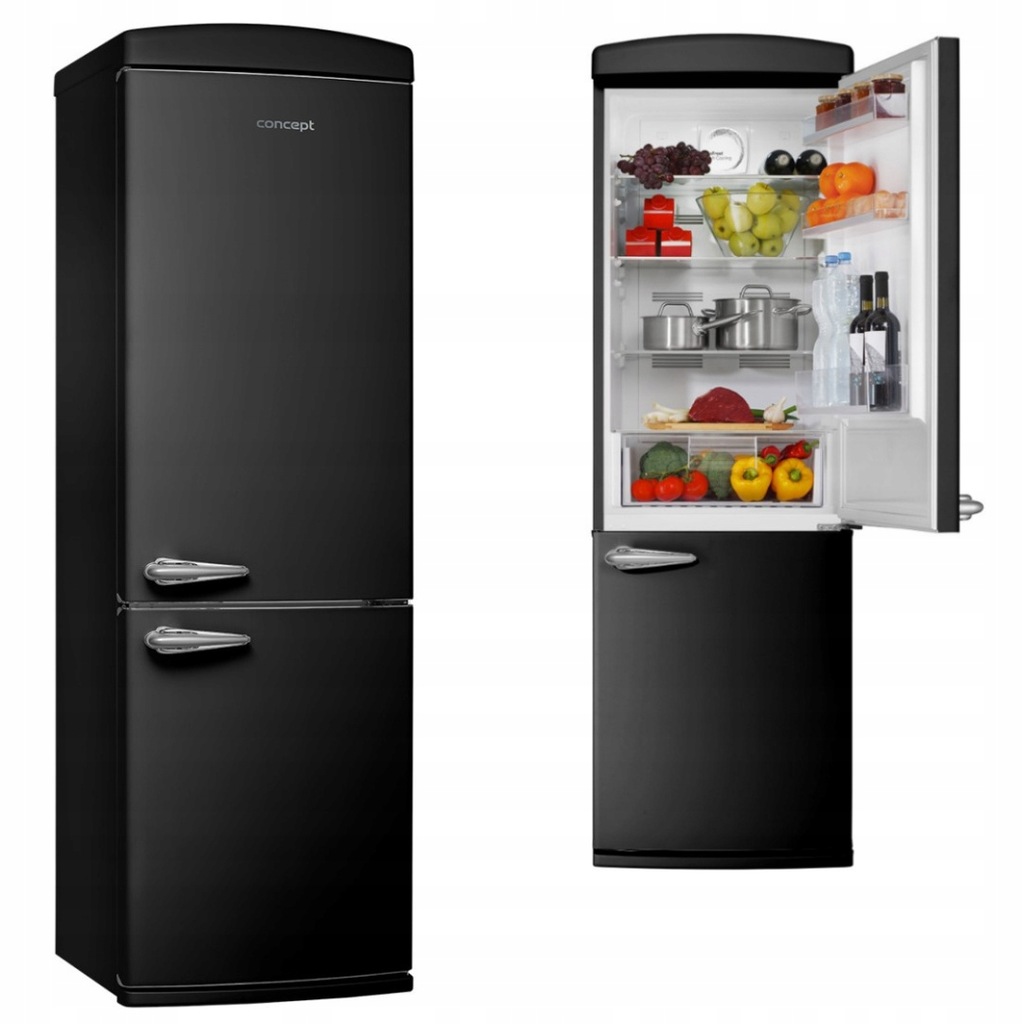 CZARNA Lodówka RETRO No Frost 190cm Prawostronna - 13733159689 ...