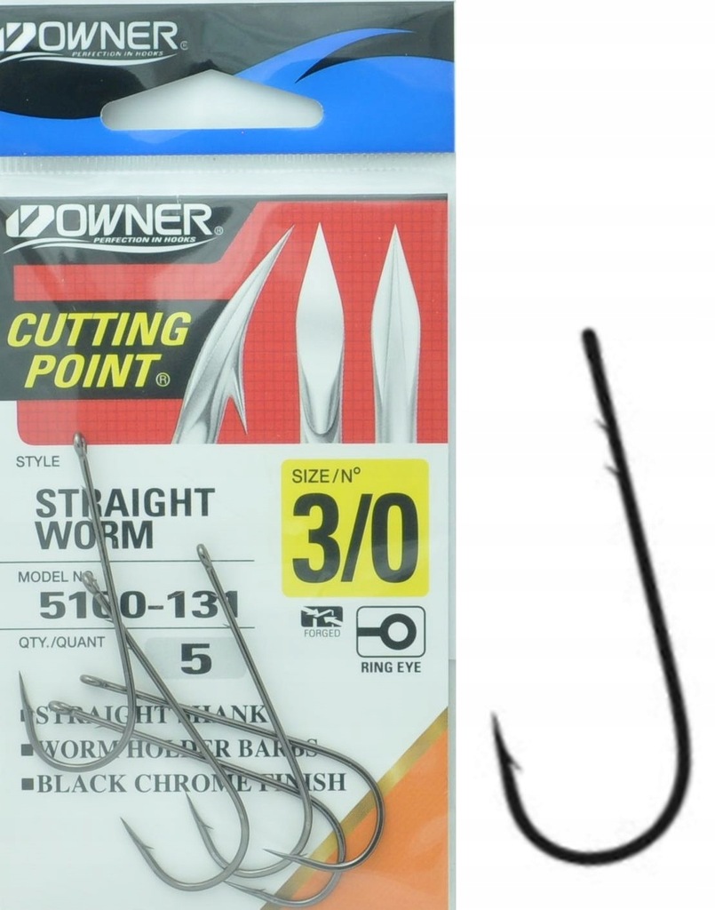 NR 3/0 Haczyk Owner Straight Worm Czane DŁUGIE - 15074813998 - oficjalne archiwum Allegro