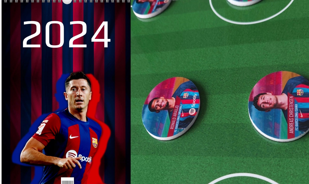 Kalendarz ścienny FC BARCELONA 2024 13 stron A3 + magnes - 14696927762 - oficjalne archiwum Allegro