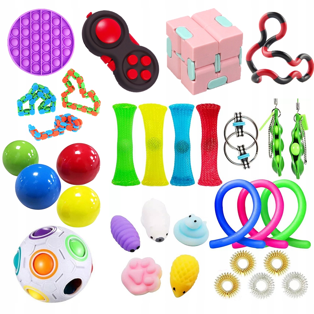 30 SZT ZESTAW RELAKSACYJNY FIDGET TOYS POP IT BOX - 10761411040 ...
