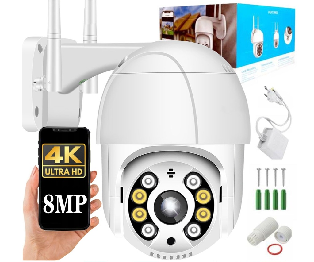 KAMERA ZEWNĘTRZNA OBROTOWA 8MP IP WIFI 5x ZOOM - 13450242152 ...