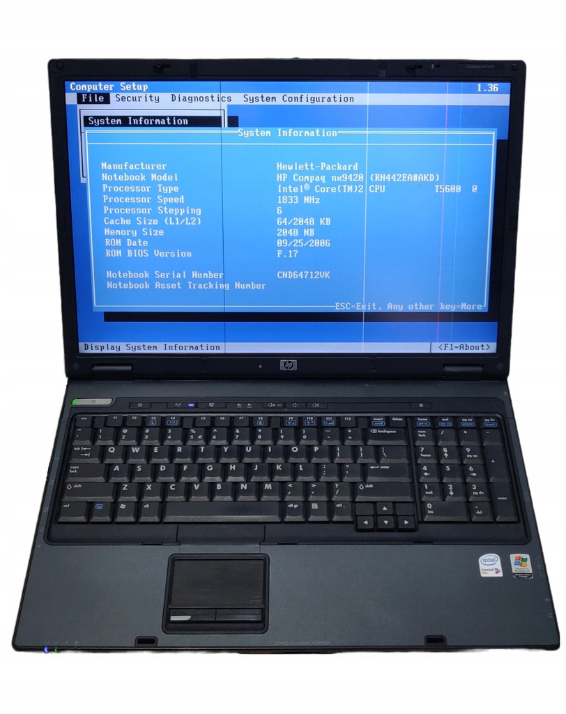 HP Compaq nx9420 Intel Core 2 Duo T5600 2GB RAM - 12563717459 ...