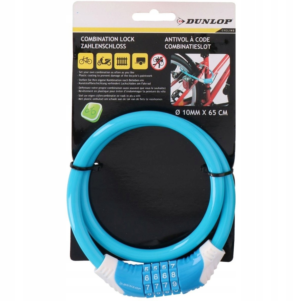 Zapięcie rowerowe spiralne na szyfr 10mmx65cm - 13148178785 - oficjalne archiwum Allegro