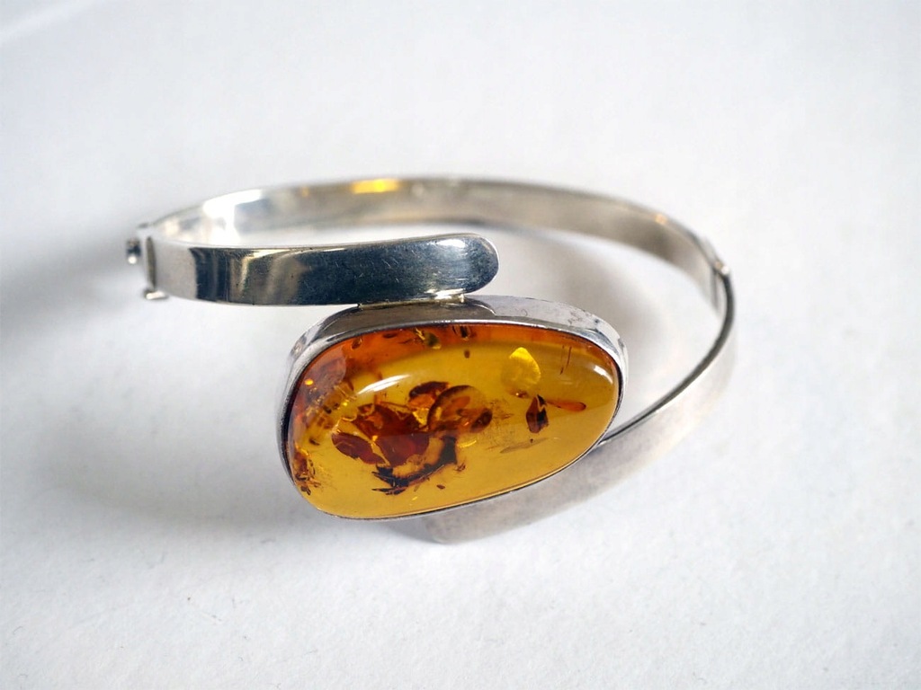 127127 Bransoleta srebrna z Wielkim Bursztynem - 13684049655 ...