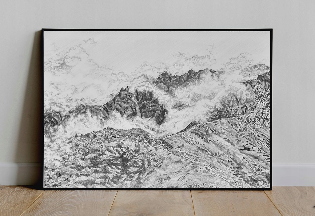 Tatry góry rysunek obraz szkic ołówek krajobraz A3 - 10480106224 ...