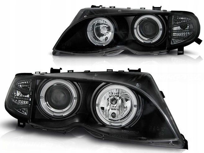 LAMPY REFLEKTORY BMW E46 01-05 ANGEL EYES BLACK - 12536926469 - oficjalne archiwum Allegro