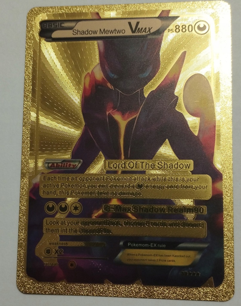 Złota karta Pokemon SHADOW MEWTWO - 13149870227 - oficjalne archiwum ...